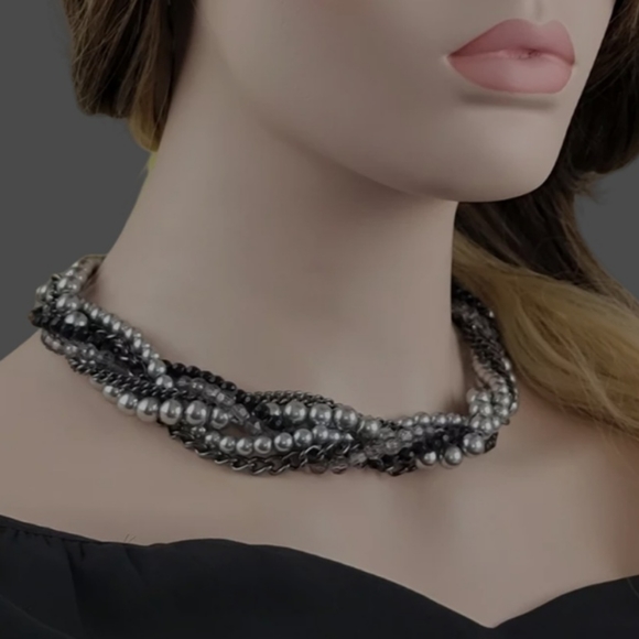 Premier Designs | Jewelry | Premier Designs Six Strand Black Chain Gray ...